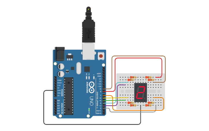 Circuit design Arduino Seven Segment Display - Tinkercad