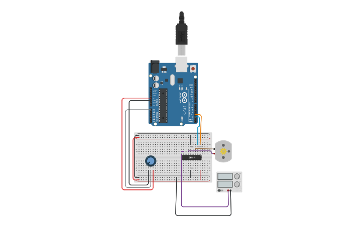 Circuit design PMW DC motor using L293D - Tinkercad