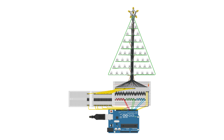 Circuit design Christmas Tree Light Show - Tinkercad