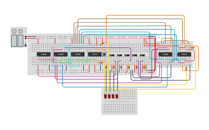Circuit design 4 Bit Register - Tinkercad