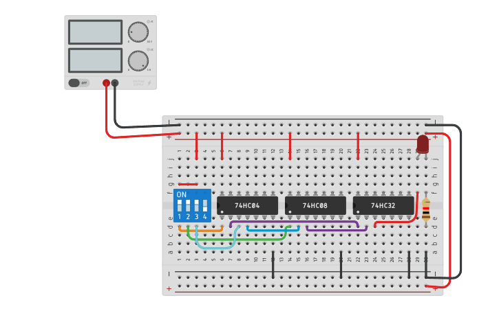 Circuit design ทดลองที่ 8.1 สุรชัย หยู่เปา 7404-7408-7432 - Tinkercad