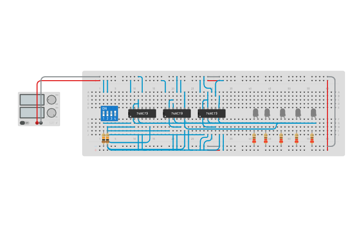 Circuit design contador de rizado modulo 32 - Tinkercad