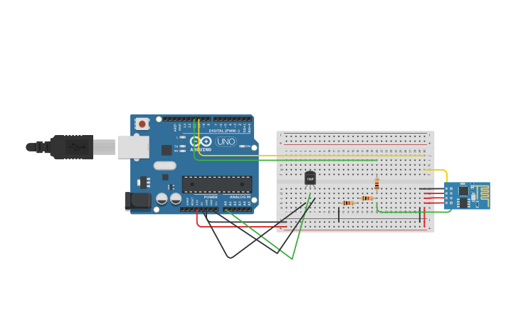 Circuit design Arduino to ESP8266 - Tinkercad