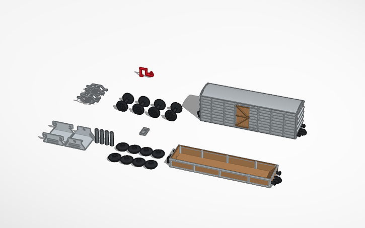 3D design Train Boxcar & Flat Car (Basic) - Tinkercad