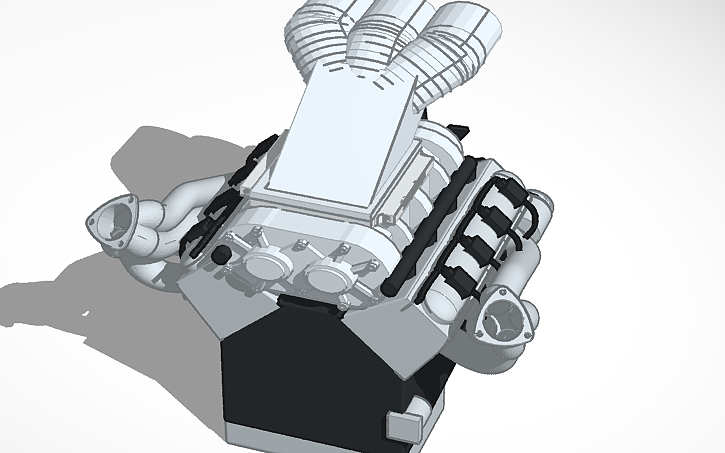 3D design supercharged V8 from top fuel dragster - Tinkercad