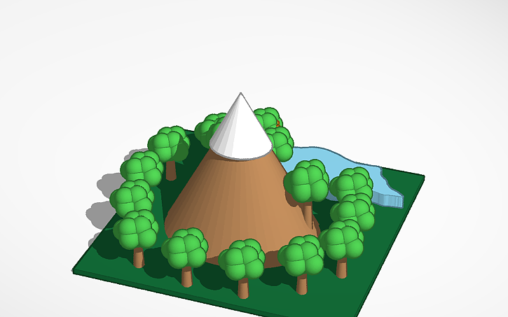 3D design GUNUNG DAN POHON - Tinkercad