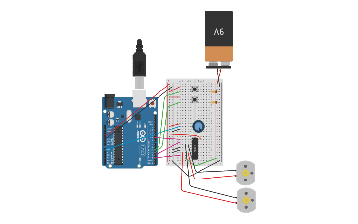 Circuit design Double DC Motor - Tinkercad