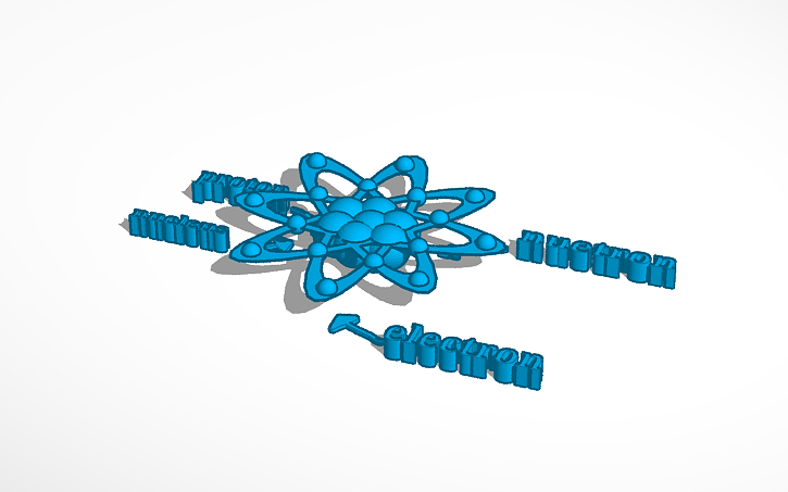 3D design Model of a atom - Tinkercad