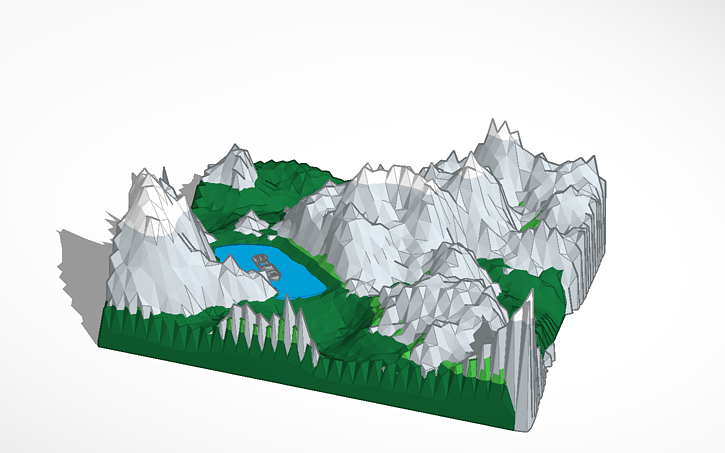 3D design Mountain Scene - Tinkercad