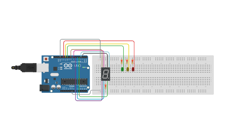 Circuit Design Group 7 Traffic Light With 7 Segment Display Tinkercad