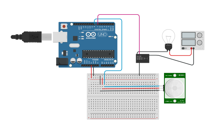 Circuit design PIR motion sensor - Tinkercad