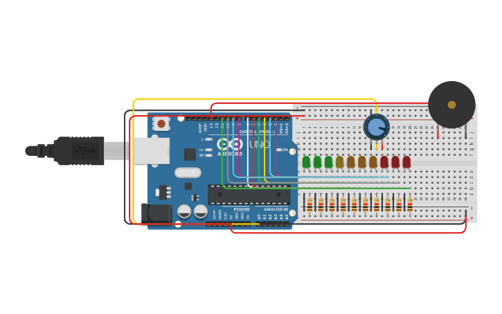 Circuit design como simular un bar graph - Tinkercad
