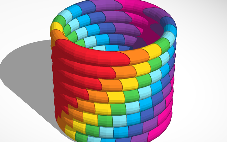 3D design twisted rainbow torus tube - Tinkercad