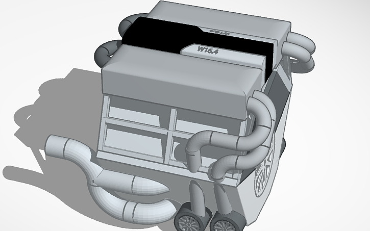 3D design W16 engine - Tinkercad