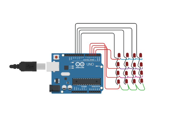 Circuit design led matrix - Tinkercad