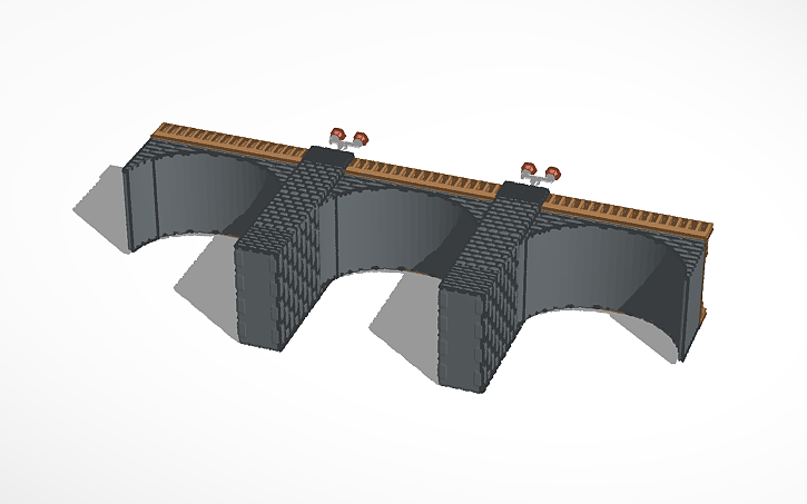 3D design stone arch bridge for rail - Tinkercad