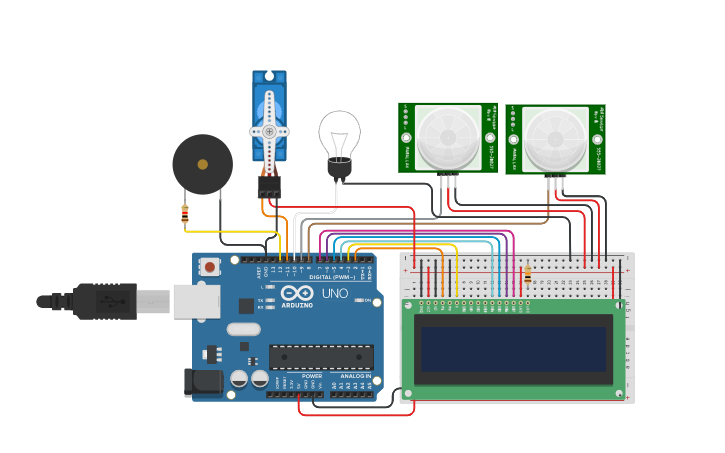 Circuit design Automatic Sensor Door - Tinkercad