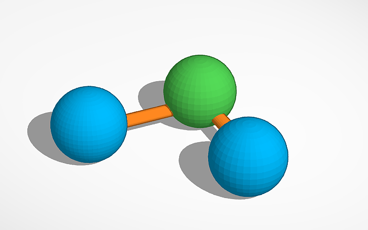 3D design H20 molecule (water) - Tinkercad