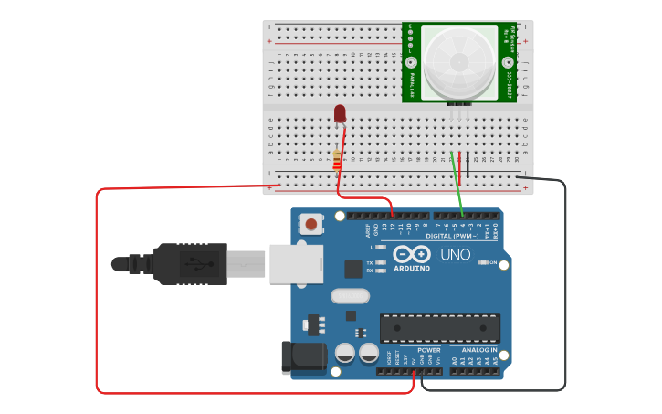 Circuit design Motion Sensor - Tinkercad