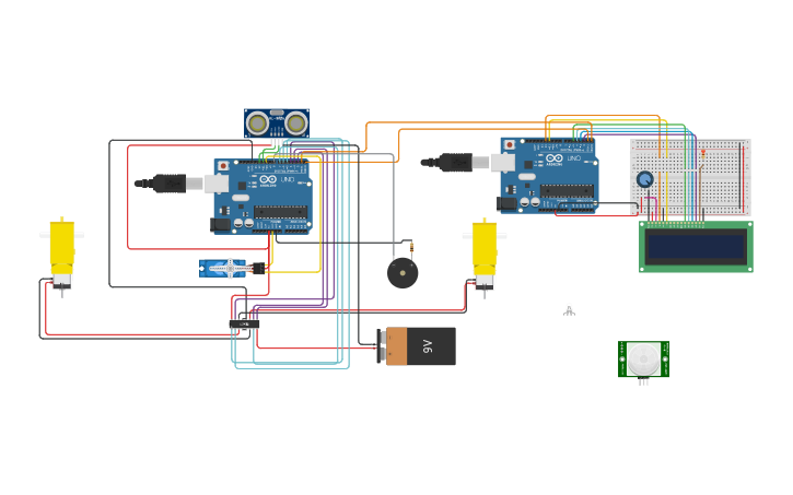 Circuit Design Car Collision Detection System Tinkercad