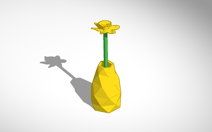 3D design daffodil plant model in vase - Tinkercad