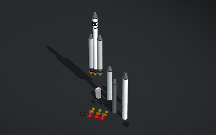 3D design Falcon Heavy Rocket - Tinkercad