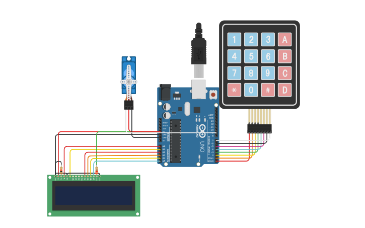 Circuit design Password Digital Keypad Security Door Lock - Tinkercad