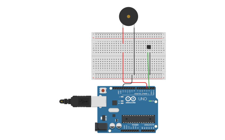 Circuit design Piezo + Tilt - Tinkercad