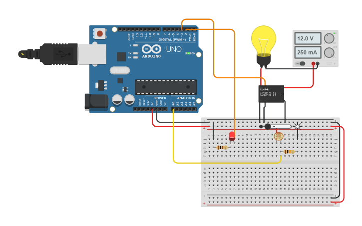 Circuit design Light sensor - Light Bulb - Tinkercad
