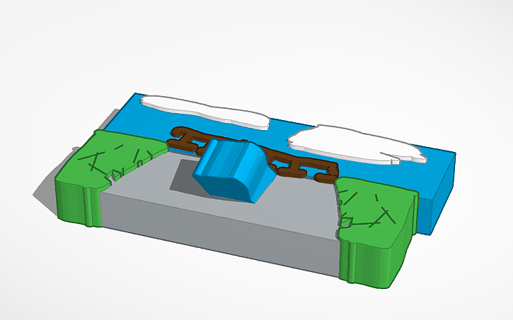 3D design Day 7 of TED : Cool looking 3d river with brige - Tinkercad