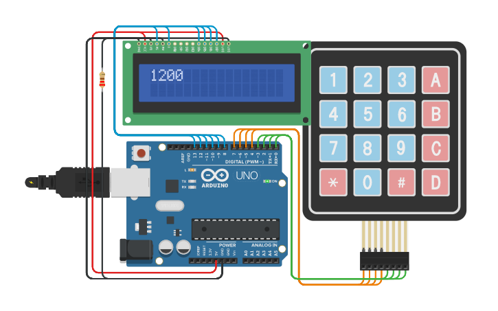 Circuit design Calculadora arduino - lcd 16x2 - Tinkercad