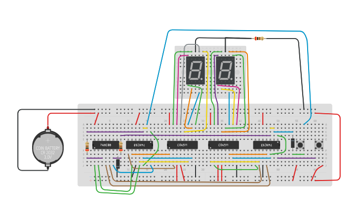 Circuit design DE PROJECT DIGITAL COUNTER - Tinkercad