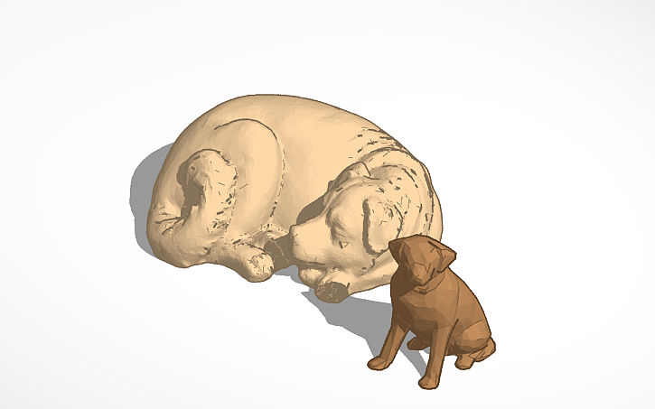 3D design Lying Down + Dog Sitting - Tinkercad