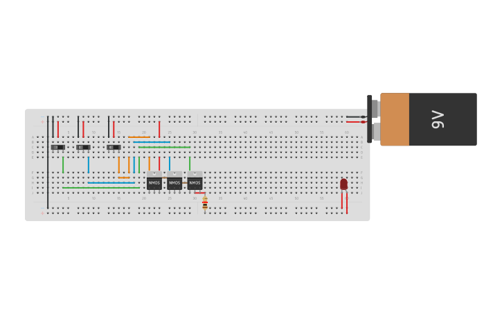 Circuit design 3 Input AND Gate - Tinkercad