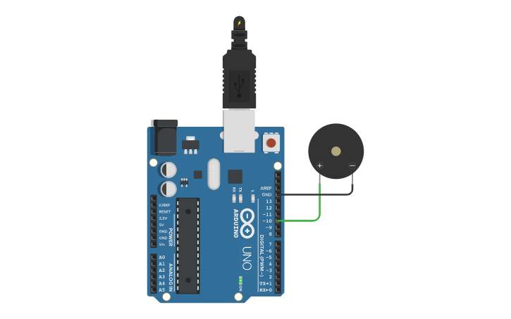 Circuit design Code Block - PIEZO - Tinkercad