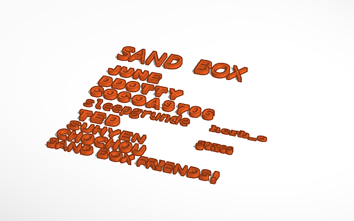 3D design SAND BOX - Tinkercad