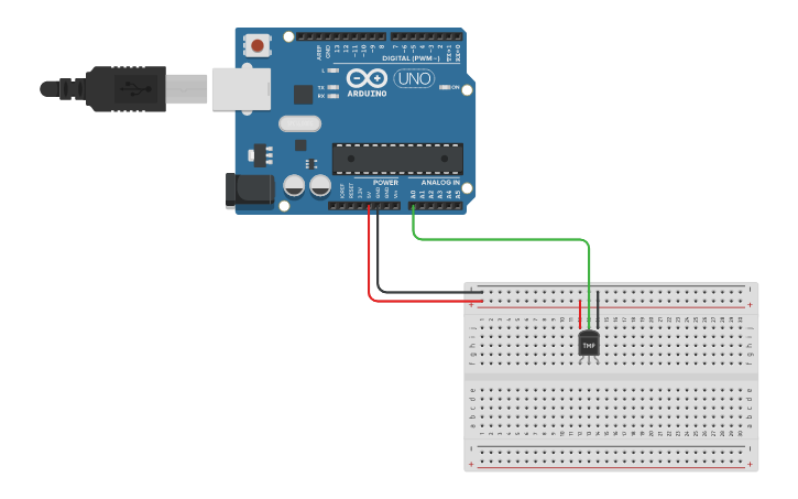 Circuit design Thermometer - Tinkercad