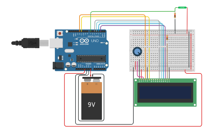 Circuit design Battery Powered Step Counter - Tinkercad