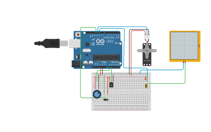 Circuit design Sensors and actuators with Arduino - Tinkercad