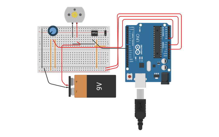 Circuit design Project 15 - Simple Motor Control - Tinkercad