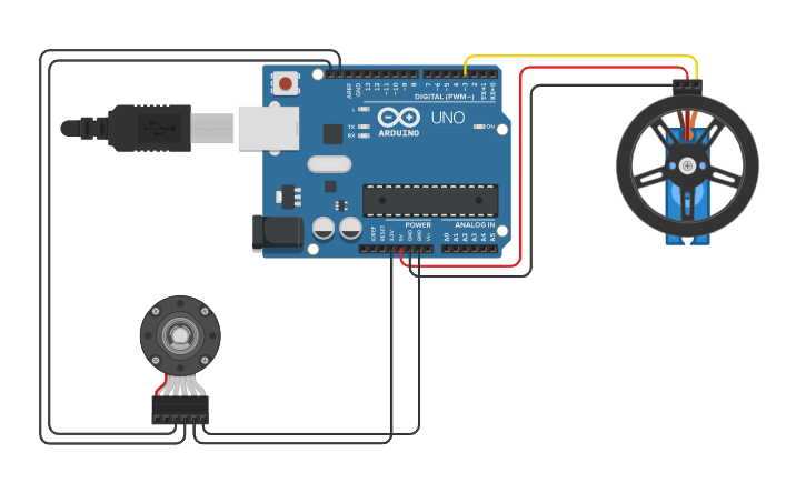 Circuit Design Rotary Encoder Continuous Servo Motor Example Tinkercad