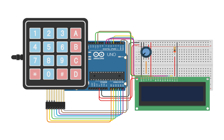 Circuit design LCD KEYPAD - Tinkercad