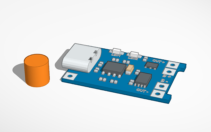 3D design LiIon charge module HW-373 USB C - Tinkercad