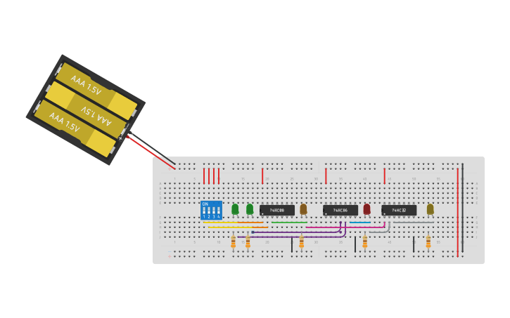 Circuit design AND/XOR/OR - Tinkercad