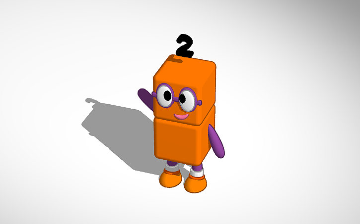 3D design Numberblock Two - Tinkercad
