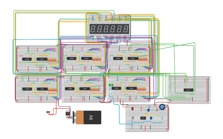 Circuit design Digital clock without microcontroller - Tinkercad