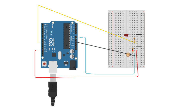 Circuit design Interfacing an LDR Sensor with Arduino Uno - Tinkercad