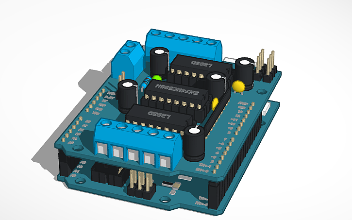 3D design Arduino uno with motor drive shield L293 - Tinkercad