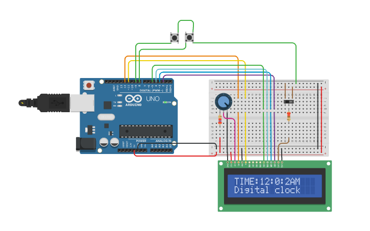Circuit design Digital Clock - Tinkercad