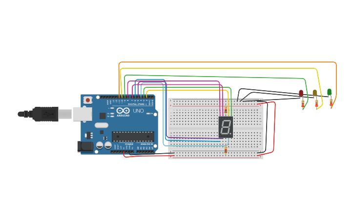 Circuit design 7 SEGMENT DISPLAY - Tinkercad